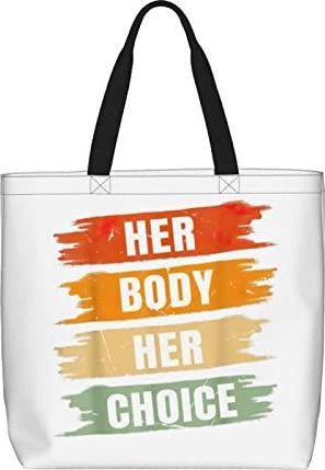 Generic Sac Fourre-Tout Son Corps, Son Choix, Choix Pro Sac &Agrave; Bandouli&egrave;re En Toile Personnaliser R&eacute;utilisable Sacs En Toile &Eacute;paule, Pour &Eacute;cole, Filles, Voyage