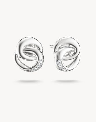 Thomas Sabo Boucles doreilles puces avec zirconia blanc en argent, blanc-Argent&eacute;