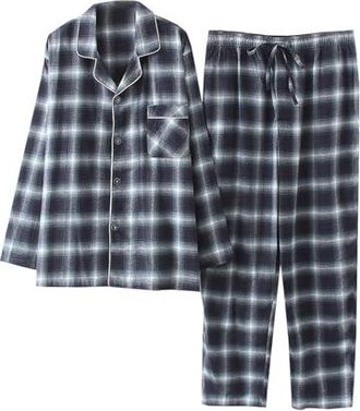 Generic Ensemble de pyjama pour homme en coton tiss&eacute; avec cordon de serrage avec haut et pantalon/bas 550 pour homme, Vert, XXL