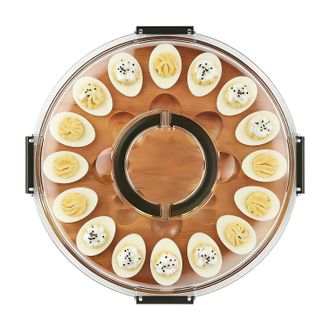 Generico Eierablage - Teufeltablett mit 24 F&auml;chern mit transparentem Deckel, langlebige Konstruktion aus Holz und Acryl f&uuml;r eine ordentliche Pr&auml;sentation, Part