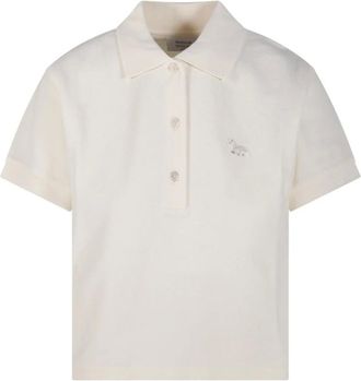 Maison Kitsun&eacute; Femme, Tops, Beige, Taille: 40 FR Baby Fox Cropped Polo