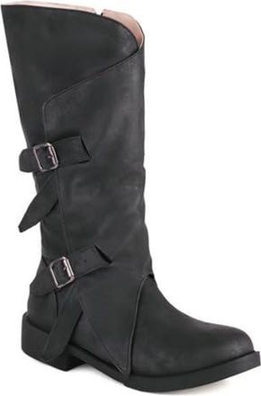 Generic Bottes de cowgirl western mi-mollet avec fermeture &eacute;clair lat&eacute;rale pour femme, chaussures d&eacute;contract&eacute;es pour lhiver, Noir, 39.5 EU