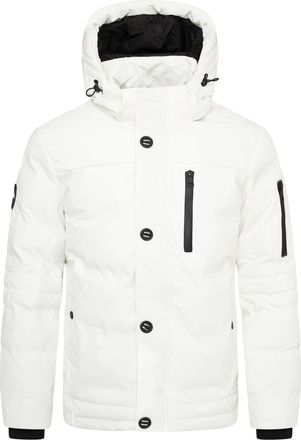 Behype. Herren Winterjacke mit abnehmbarer Kapuze Kurze Steppjacke warme Outdoorjacke Jacket Puffer-Jacke OR_1241-Ecru-L