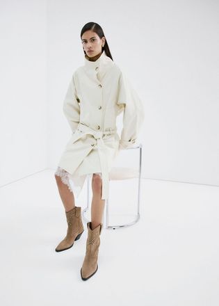 Mango Bottines su&egrave;de talon bloc sable - Femme - 35 - MANGO