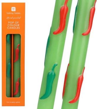 Talking Tables 2 x handbemalte 3D-Chili-Dinner-Kerzen, 25 cm, Weihnachts- oder Geburtstagsgeschenk, geruchlos, 6 Stunden Brenndauer, umweltfreundlich, Sommer-Tischde