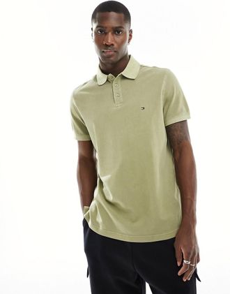 Tommy Hilfiger Polo teint&eacute; coupe classique - Vert olive