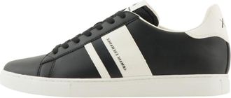 A|X Armani Exchange Herren Armani Paris Logo Classic Sneaker, Black+ Off White, 43 EU