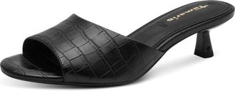 Tamaris Damen Pantoletten, Frauen Clogs, Pantoletten,breite,glitzer,grey,gruen,komfortable,laessig,langlebig,leger,nude,nut,BLACK CROCO,40 EU