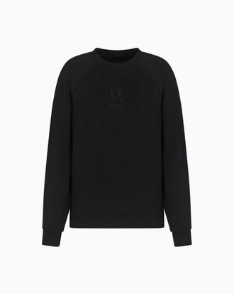 A|X Armani Exchange Damen Icon Project Shiny Logo Crewneck Sweatshirt, Schwarz, L