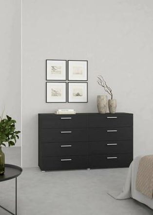 Dmora Kommode Solene, Wohnzimmerbuffet, Wohnzimmer-Sideboard, Moderne K&uuml;chen-Speisekammer, 140x40 h82 cm, Schwarz