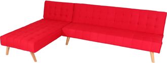 Mendler Ecksofa HWC-K38, Sofa Klappsofa, Liegefläche Links/rechts, Stoff/Textil Massivholz MVG Zertifiziert 256cm - rot