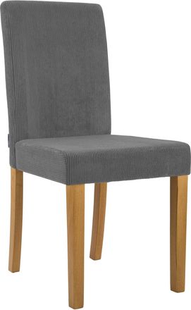 Clp Esszimmerstuhl gepolstert mit Lehne Ina, Küchenstuhl mit Bezug aus Cord, stabiles Gestell aus Holz, Farbe:grau, Gestell Farbe:antik-hell