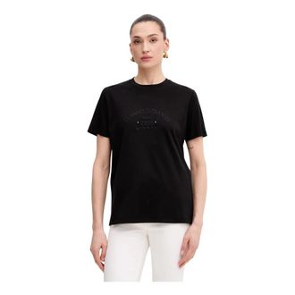 Elisabetta Franchi Baumwoll-T-Shirt Mit Logo-Stickerei - - Tops - Damen - Schwarzk - S
