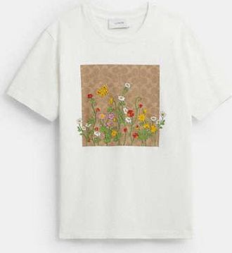 Coach Floral Klassisches Quadratisches Signature-T-Shirt Aus Biobaumwolle