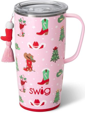 Swig Reisebecher, isolierter Becher mit Griff und Deckel, Becherhalterfreundlich, spülmaschinenfest, Edelstahl, Reise-Kaffeetasse, isolierter Becher mit De