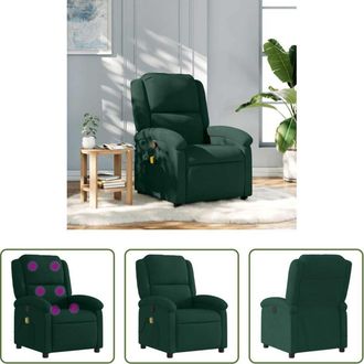 vidaXL Massagesessel - Massage-Relaxsessel, dunkelgr&uuml;ner Samt