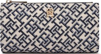 Tommy Hilfiger Geldb&ouml;rse Tommy Hilfiger Th Icon Long Bifold Jacquard AW0AW19003 Blau