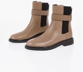 Tory Burch Leather Chelsea Ankle Boots DOUBLE T with Strap size 41