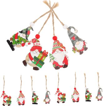 Hemobllo 12 Stück Teiliges Weihnachtsbaumschmuck aus Holz Wiederverwendbare Xmas Anhänger mit Aufhängeseil Praktische Weihnachtsdeko für Baum Tür Fenster Wand 