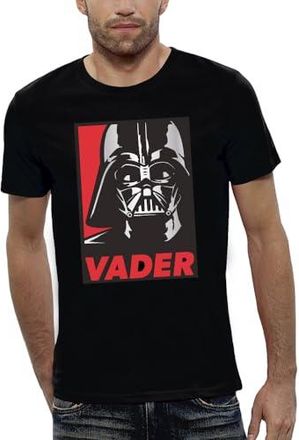 Star Wars T-Shirt Dark Vador, Graphique Noir et Rouge, sous Licence Officielle (FR/ES, Alpha/Lettres, M, Taille Normale, Taille Normale, Noir)