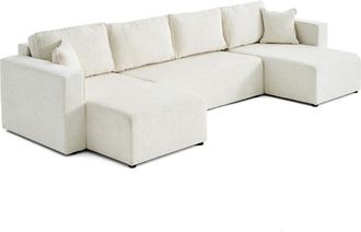 Best Mobilier Topaze - canapé panoramique en u - 7 places - convertible avec coffre - en tissu velours relief
