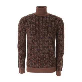 Moschino Brauner Logo Turtle Neck Pullover - - Knitwear - Herren - Braun - XL