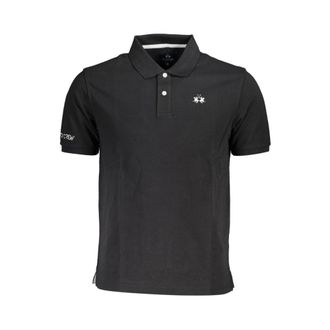 La Martina Schwarzes Baumwoll Herren Polo Shirt - - Tops - Herren - Schwarzk - M
