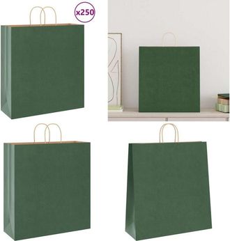 vidaXL Vidaxl - Papiertragetaschen 250 Stk. mit Henkeln Gr&uuml;n 45x17x48 cm