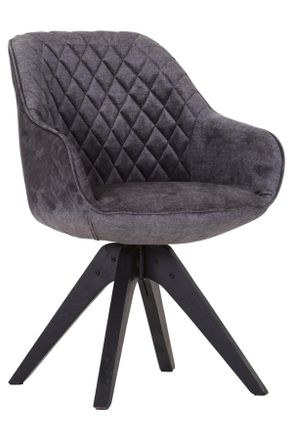 Landscape Armlehnstuhl, Dunkelgrau, Textil, Eiche, massiv, konisch, Drehkreuz, 60x83x65 cm, Stoffauswahl, Typenauswahl, Sitzfl&auml;che 360&deg; drehbar, Gestellauswahl,