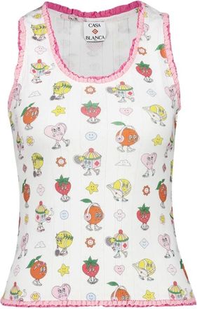 Casablanca Femme, Tops, Multicolore, Taille: 36 FR D&eacute;bardeur Blanc &agrave; Volants