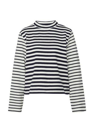 s.Oliver Sweatshirt Sweatshirt Gestreiftes Jersey-Sweatshirt mit Rundhalsausschnitt