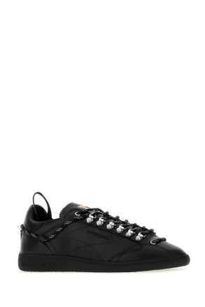 Dsquared2 Mens Black Nappa Leather Dsquared2 Rebels Sneakers Nero