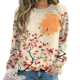 Generic Sweats &agrave; col rond pour femme - Tendance - D&eacute;contract&eacute; - Manches longues - Pull - Tops - Country Graphique - Surdimensionn&eacute; - Jogging pour femme, Rose,