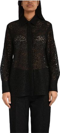 Max Mara Femme, Blouses et Chemises, Noir, Taille: 36 FR Floral Lace Shirt