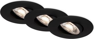 Briloner 3er Set LED Einbaustrahler 230V, LED Strahler Badezimmer IP65, Deckenstrahler stufenlos dimmbar, Spots, Deckenspots, Badezimmerlampe, Schwarz, 90x42 m