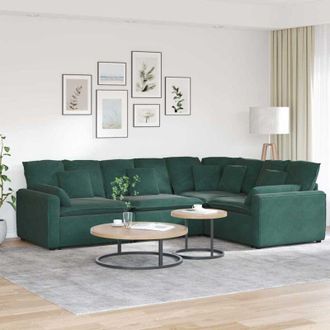 vidaXL Modulares Sofa mit Kissen Samt Dunkelgr&uuml;n - Vidaxl