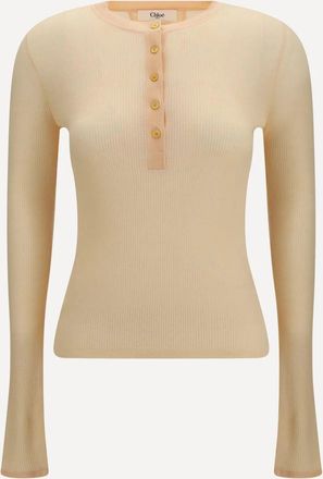 Chlo&eacute; Superfine Wool Ribbed Sweater - Orange