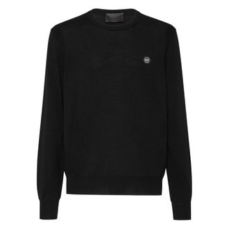 Philipp Plein Homme, Pulls, Noir, Taille: 3XL Pullover Round Neck LS