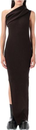 Rick Owens Femme, Robes, Brun, Taille: 40 FR Athena Robe Maxi Monopaule C&ocirc;tel&eacute;e avec D&eacute;tail Drapp&eacute;