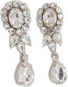 Moschino Femme, Accessoires, Blanc, Taille: ONE Size Royal Crystal Drop Earrings