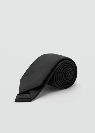 Mango Cravate unie microstructure noir - Homme - Taille unique - MANGO MAN