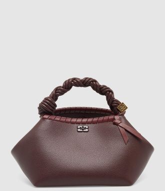 Ganni Sac Bou Small Tress&eacute; Bitter Chocolate