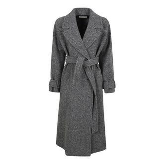 Max Mara Herringbone Wollmantel Zweireihig - - Coats - Damen - Grau - S