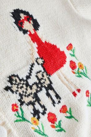 Next Strickjacke Strickjacke mit hohem Baumwollanteil, Hausmotiv (1-tlg)