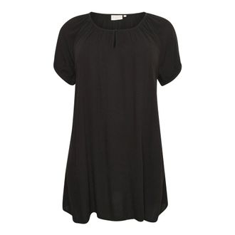 Kaffe Curve Tunique Noire Profonde avec Manches Courtes - Femme - Blouses et Chemises - Noir - Taille: 52 FR