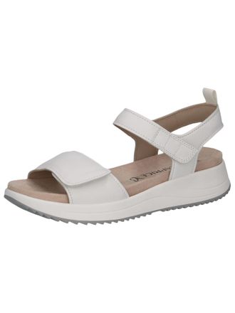 Caprice Damen Sandalen flach aus Leder mit Klettverschluss, Wei&szlig; (White Nappa), 38 EU