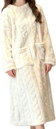 Generic V&ecirc;tements dint&eacute;rieur dhiver en velours pour femme, robe de pyjama extra longue en flanelle pour femme, chemise de nuit en velours corail ultra doux, E