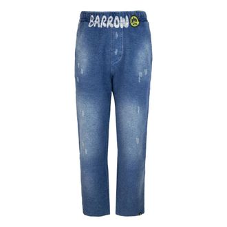 Barrow Denim-Effekt-Sweatpants mit Lettering-Print - - Trousers - Herren - Blau - M
