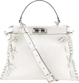 Fendi Pre-owned Sac &agrave; main en cuir Peekaboo - Femme - Pre-owned - Blanc - Taille: ONE Size