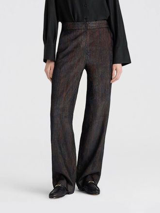 Momoni Pantalon large droit ray&eacute; taille haute Frost en velours